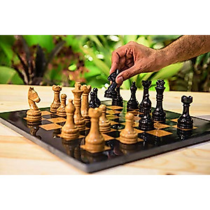 Original Handmade Marble Chess Set by RADICALn - 15" Black and Golden Hand Crafted Full Chess Board Game Sets Premium Quality