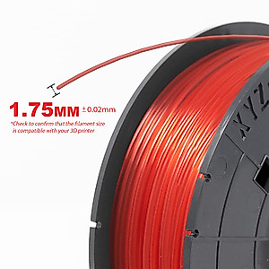 XYZPrinting PETG Filament 1.75mm, NFC Chip, 3D Printer Filament, 600g (1.3lbs), Dimensional Accuracy +/- 0.02 mm, Fit Most 3D Printers, Clear Red