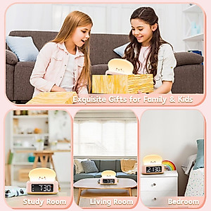 Alarm Clock for Kids, Digital Alarm Clock for Bedrooms, Cute Toast Alarm Clock with Night Light, Timer, Snooze, Adjustable Brightness, Toddler Clock Bedside, Ideal Gifts for Kids Teens Girls