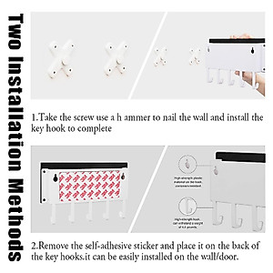 Yinrune Rustic Key Hangers with 5 Hooks Some Bunny Loves You Key Holder for Wall, Self Adhesive Key Organizer Positive Quotes Key Holder and Key Rack for Kitchen Bathroom Entryway Home Decor