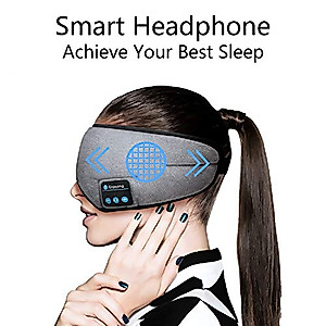 Wireless Sleep Mask,SKEYEOL Sleep Headphones,Adjustable&Washable Music Travel Sleeping Headset with Built-in Speakers Microphone Hands-Free for Air Travel,Siesta and Sleeping