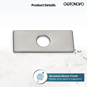 gotonovo 6 inch Rectangle Deck Mount Faucet Plate,Faucet Hole Cover Escutcheon Plate for Kitchen or Bathroom Sink 1 Hole or 3 Hole 4 Inch Centerset Brushed Nickel