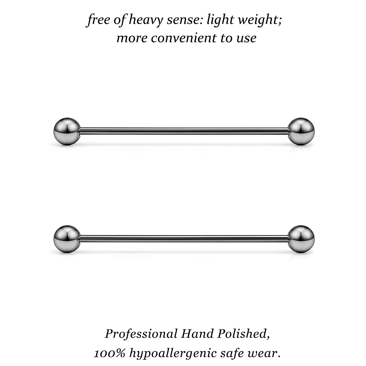 Vsnnsns 16G G23 Titanium Straight Barbell Piercing Jewelry Tongue Rings Nipple Rings Piercing Jewelry Industrial Earrings Barbell Cartilage Tragus Piercing Jewelry 16 Gauge for Women Men 38mm