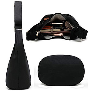 Hippie Crossbody Bag Top Zip Retro Canvas Sling Bag Jacquard cloth Handmade Bags (Black)