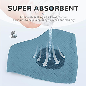 NLUS Muslin Baby Bibs for Teething and Drooling 100% Cotton Baby Bandana Drool Bibs for Baby Boys Girls, Solid Colors