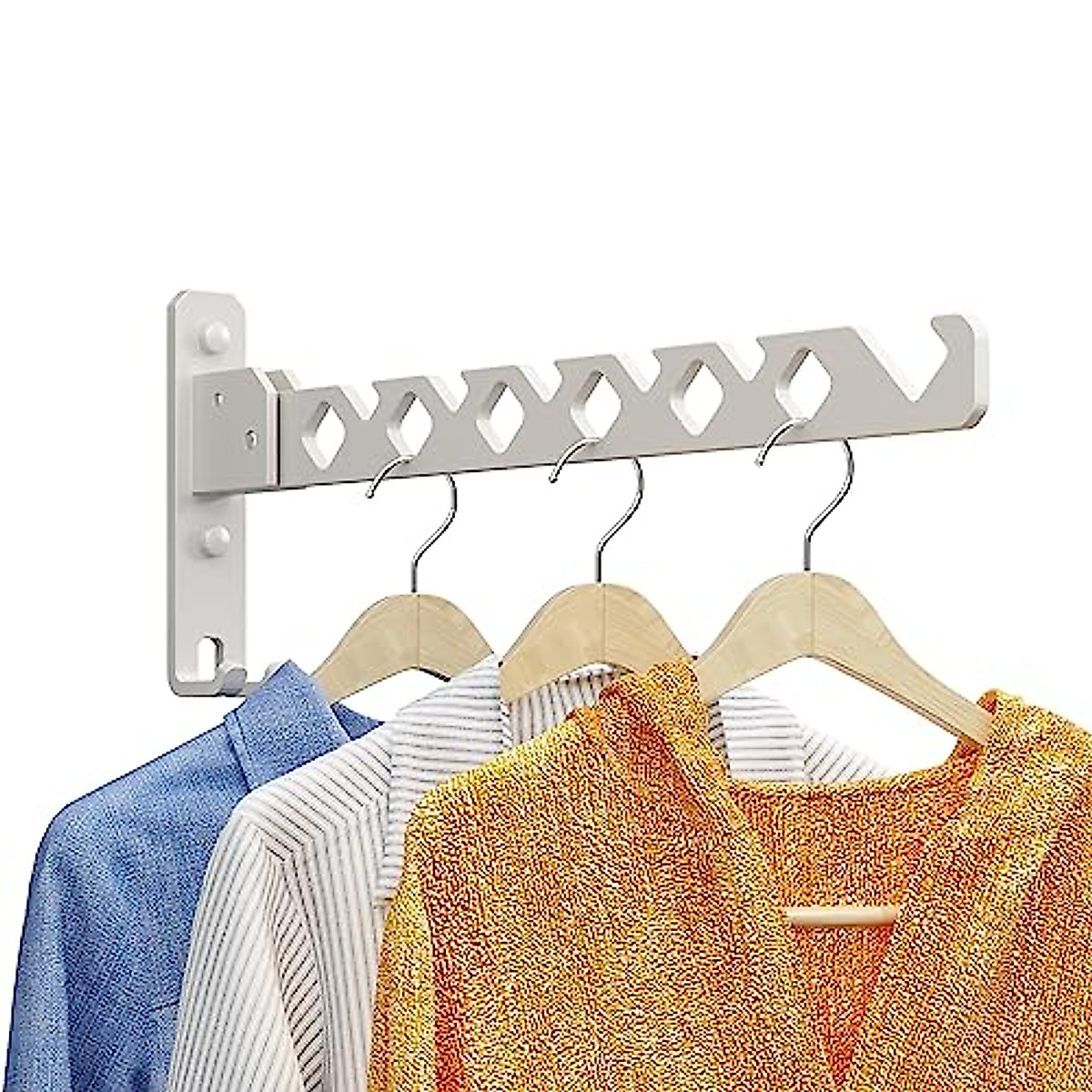 dancrul White Clothes Hanger Rack Wall Mounted Drying Rack Coat Hook Laundry Room Accessories Closet Organizer