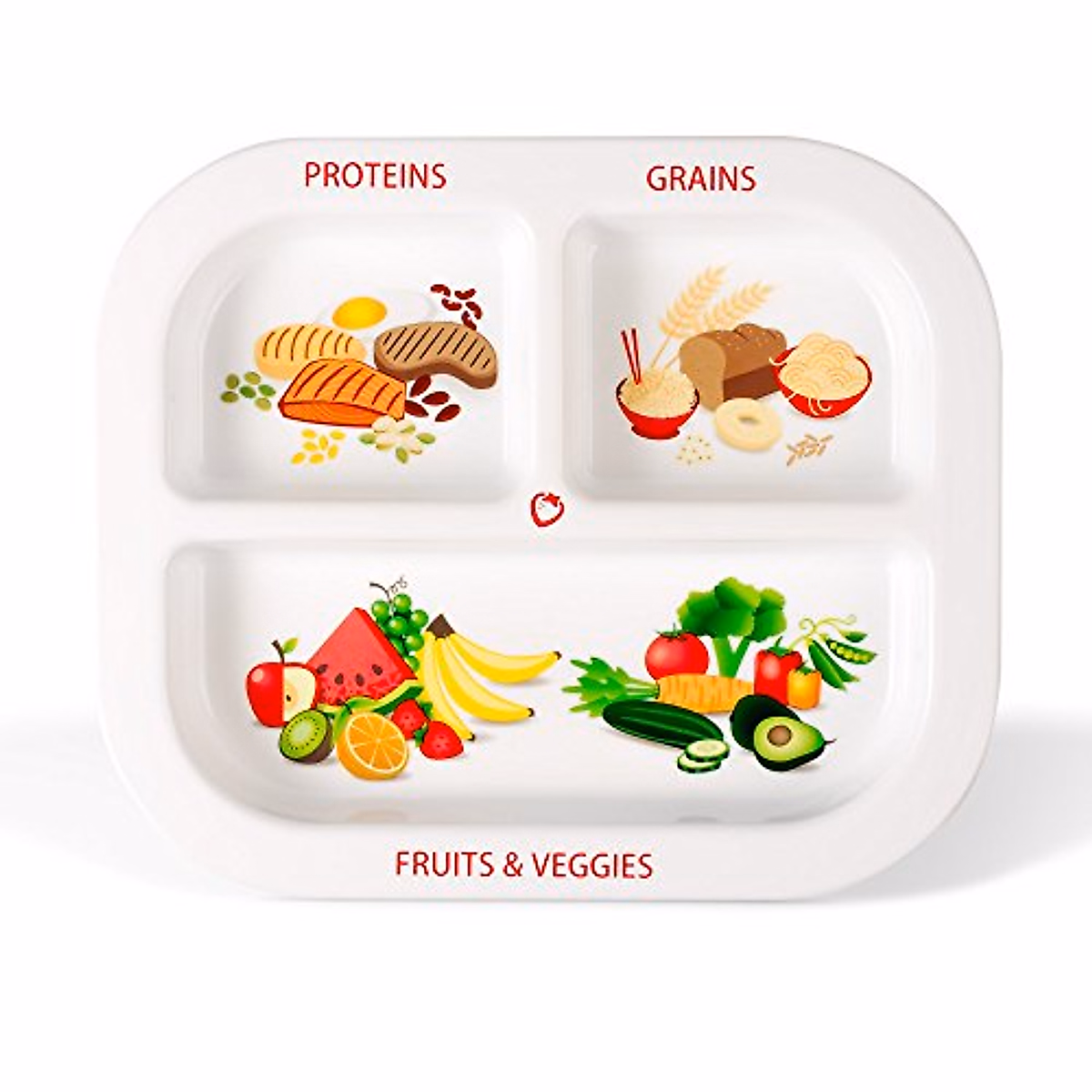 Health Beet Portion Plate for Kids, Toddlers - Rectangle Kids Plate with Dividers and Nutrition Portions for Healthy Eating Habits (Single Plate)
