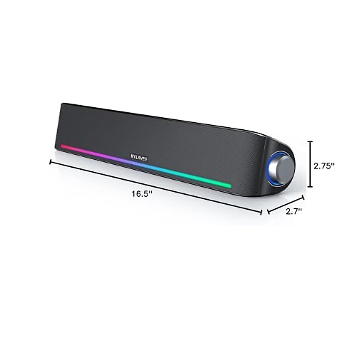 Computer Speakers, Hi-Fi Sound Quality Computer Sound Bar, Bluetooth 5.0 & 3.5mm Wired PC Speakers with 4 Dynamic Lighting Modes, USB Powered Speakers for PC, Desktop, Laptops, Phones, Monitors, Xbox