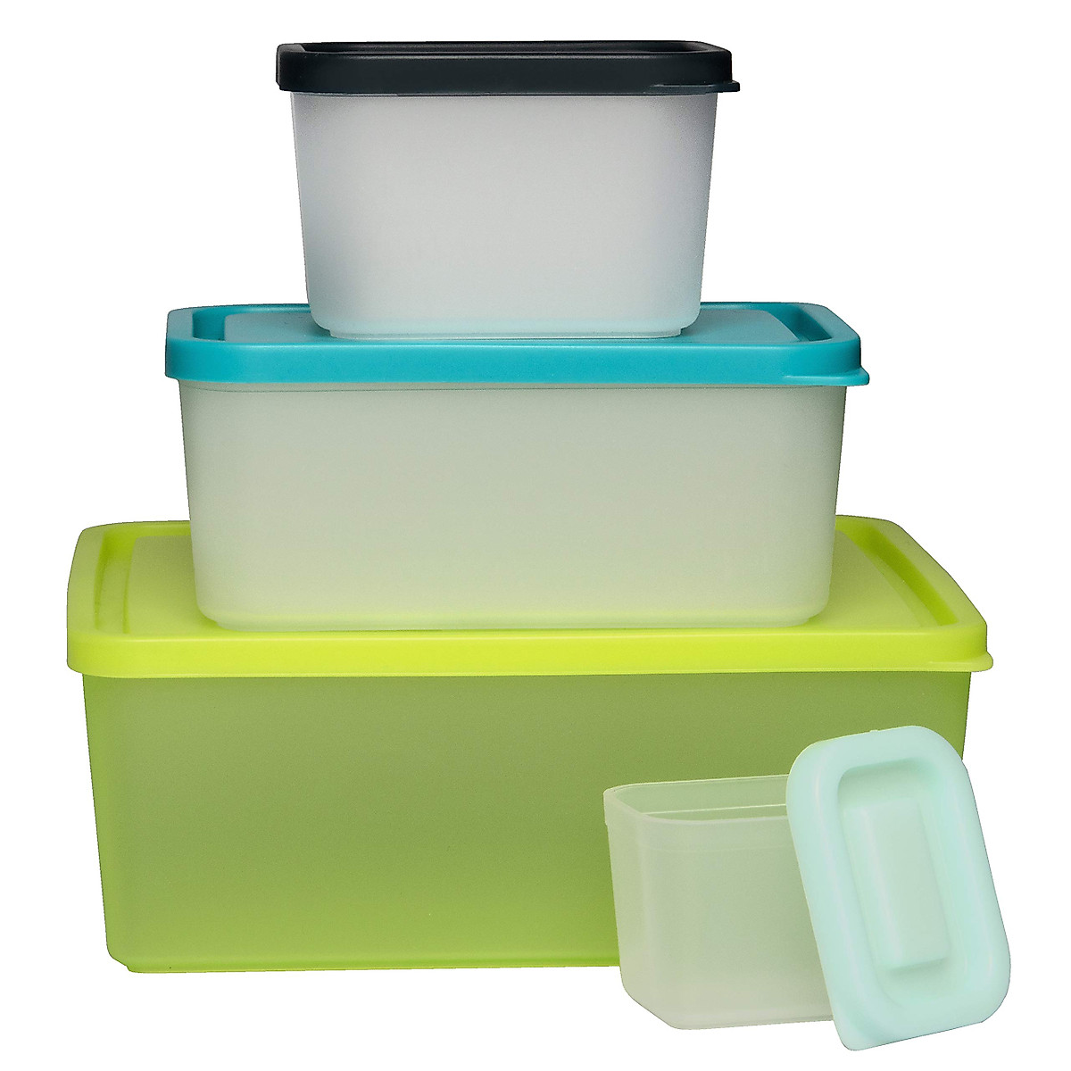 Bentology Snack Buddies - Mini Bento Snack Lunch Box w 4 Portion Control Meal Containers and Lids - BPA, PVC Free, Food Safe – On-the-Go lunchbox - Lime