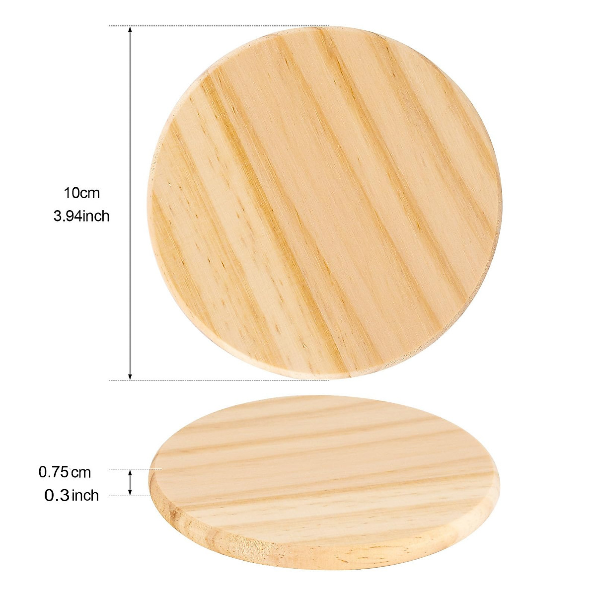 Unfinished Wood Coasters for Crafts,12PACK 4 Inch Round Blank Wooden Coasters with Non Slip Pad for DIY Stained Painting Wood Engraving Wedding Halloween Christmas Home Decoration