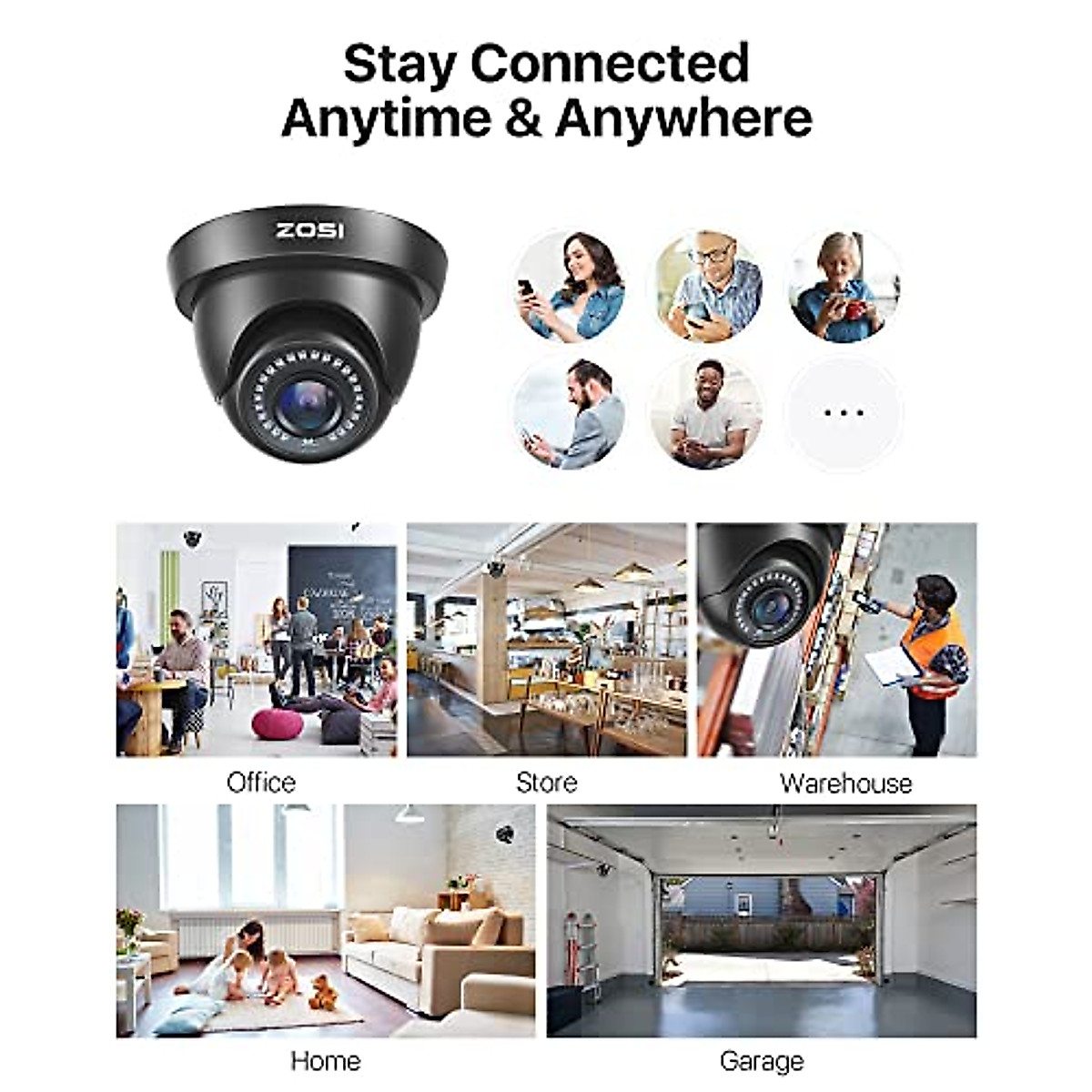 ZOSI 2.0MP HD 1080p 1920TVL Security Camera, 4-in-1 HD TVI/CVI/AHD/CVBS CCTV Camera,80ft Night Vision,Indoor Outdoor,Aluminum Housing for 960H,720P,1080P,5MP,4K Analog Home Surveillance DVR System