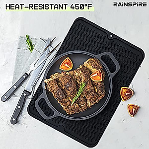 Rainspire Dish Drying Mats For Kitchen Counter, Silicone Dish Mat Drying Kitchen Mat, Food Grade Silicone Sink Drying Mat, Quick Dry Slip Resistant Kitchen Mats, 16x12inch, Black