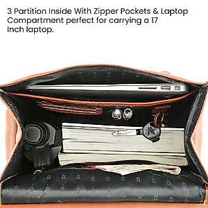 Handmade World Full Grain 18 Inch Leather Laptop Large Backpack Casual Bookbag Daypack Camping Travel Rucksack Knapsack (Tan Brown)