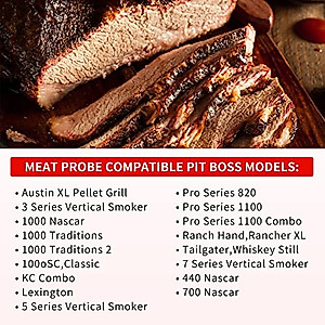 Replacement Meat Probe for Pit boss Pellet Grill and Pellet Smoker, 3.5mm Plug 2 Pack Meat Probes with Grills Clip Accessories (Upgraded Version)