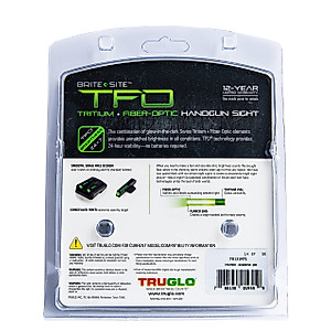 TRUGLO TFO Tritium & Fiber-Optic Handgun Sight | Durable Snag-Resistant Green Front Night Sight, Compatible with Ruger SR9/SR9C, SR40/SR40C, SR45