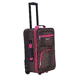 Rockland Jungle Softside Upright Luggage, Pink Leopard, 4-Piece Set (14/29/24/28)