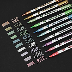 Mr. Pen- Metallic Paint Markers,10 Colors, Metallic Markers for Black Paper, Rock Painting, Card Making, Ceramics, Metal, Glass, DIY Photo Album, Scrapbooking Supplies, Metallic Non-Permanent Markers