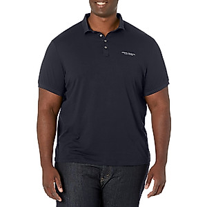 A｜X ARMANI EXCHANGE Men's Short Sleeve Contrast Logo Jersey Polo, Navy, M
