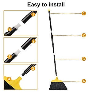 Outdoor Broom Heavy-Duty Indoor Brooms 54 Inches 3 Pack for Courtyard Garage Restaurant Lobby Patio Shop Home Kitchen Office Floor