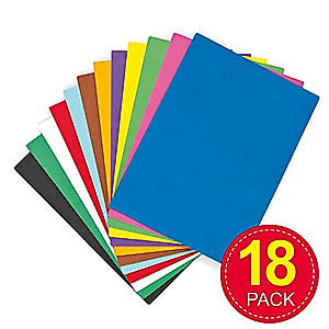 Baker Ross EV4072 Foam Sheets Value - Pack - Pack of 18, Class Pack of Craft Pages for Kids Arts and Craft Activities, Great for Cutting, Gluing or Sewing!