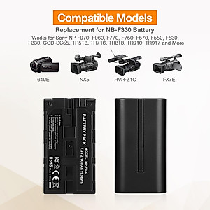 LORDONE NP-F550 Battery, 2-Pack 2700mAh NP F550 Battery and Dual USB Charger Set for Sony NP F970, F750, F770, F960, F550, F530, F330, F570, CCD-SC55, TR516, TR716, TR818, TR910, TR917 and More