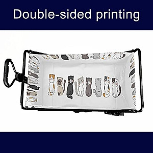 Collapsible Wagon Cart Draw Banner Cute cat on White forgreeting cardpostercoverprintbanner Foldable Utility Wagon Large Capacity Garden Cart with Push Bar for Beach Camp Outdoor Shopping