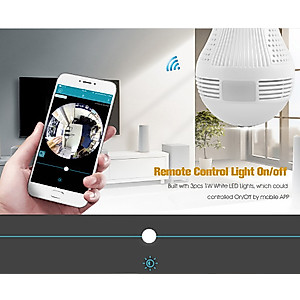 Quanmin HD 360° Wide Angle Fisheye Wireless Wi-fi E27 LED Light Bulb 960P VR Panoramic IP Camera for iOS Android Phone APP Home Security CCTV Camera System