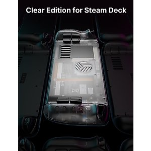 JSAUX Transparent Back Plate Compatible with Steam Deck LCD, DIY Clear Replacement Back Shell Case Compatible with Steam Deck LCD - PC0106 Vents Version [Crystal]