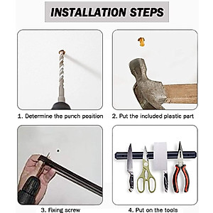 EDSRDUX 8 Inch 2 Pack Black Powerful Magnetic Knife Holder, Kitchen Knife Magnetic Strip Strips, Rust Free Multipurpose Magnetic Knife Rack Use for Kitchen Garage Workshop