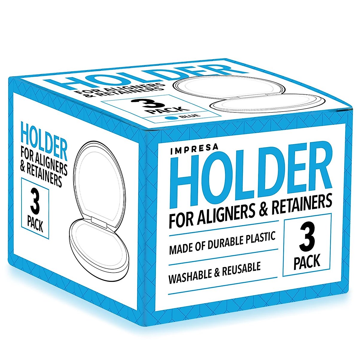 IMPRESA 3-Pack Retainer Case Set Intended for Invisalign Teeth Aligner – Slim, Portable Aligner Case Design for Secure & Easy Access – Slim Retainer Holder