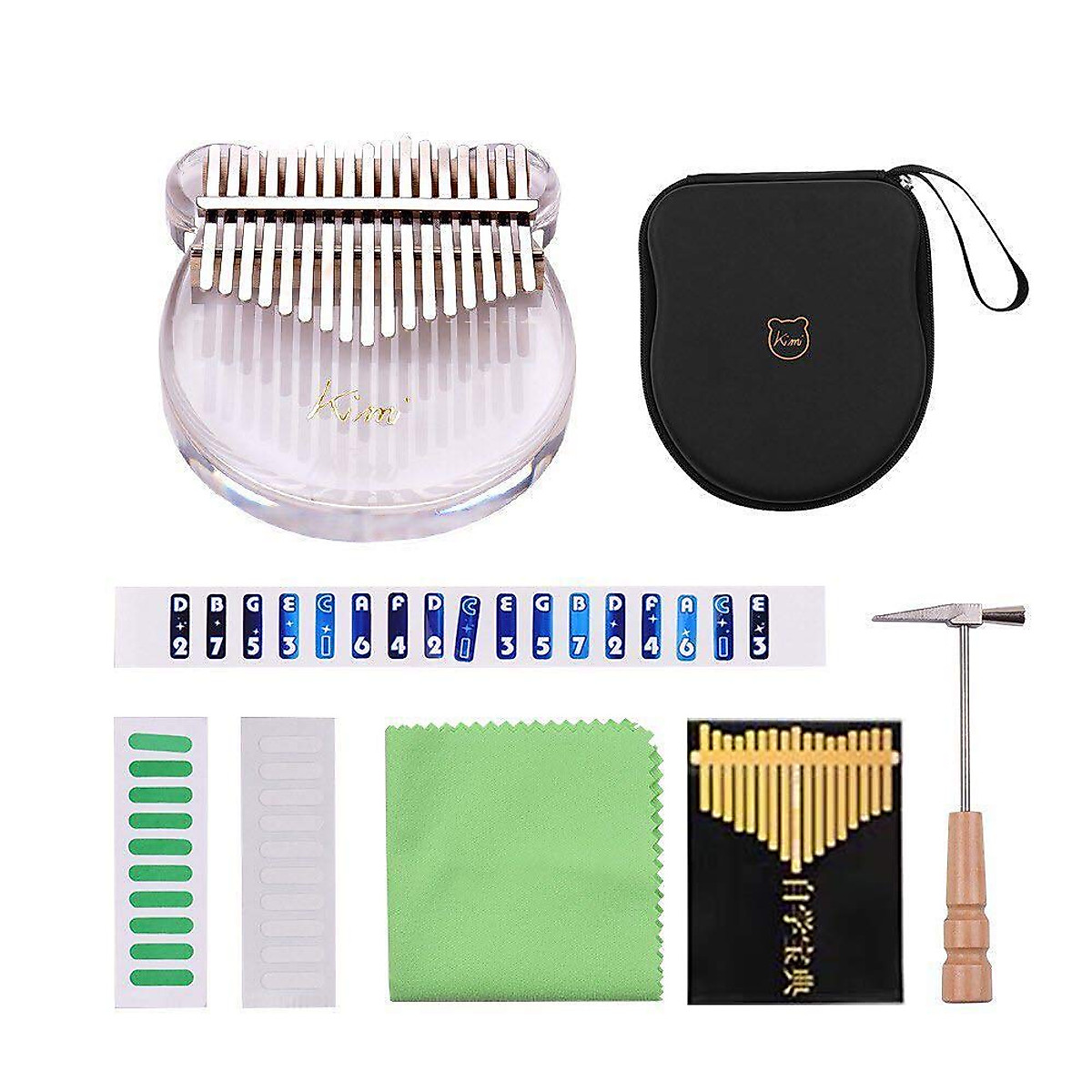 Kimi Crystal Thumb Piano Kalimba Transparent Crystal Bear Model 17 key Beginner Finger Piano