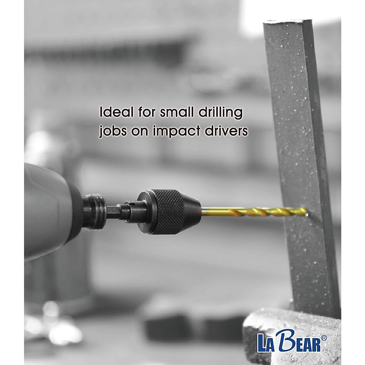 LaBear Drill Chuck Adapter 1/4" Hex Shank to Hold 0.3-6.5mm & LaBear 51-Piece Security Bit Set