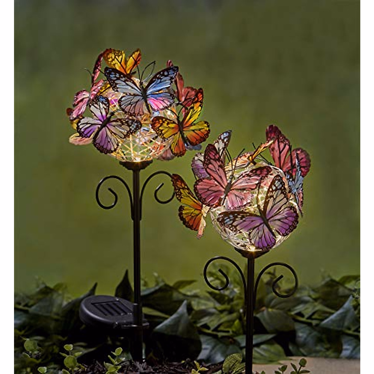 Solar Garden Decorative Light Outdoor - [2 Pack] Butterfly Decor Waterproof LED Stake Light for Garden, Lawn, Patio or Courtyard Decorations (Warm White)