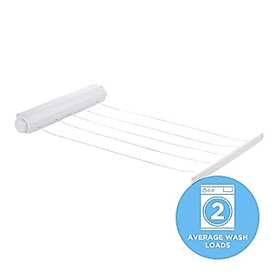 Minky Homecare 5 Line Retractable Indoor Clothesline - 5 x 14 Feet Wall Mounted Drying Rack Laundry Line - 72 Feet, White