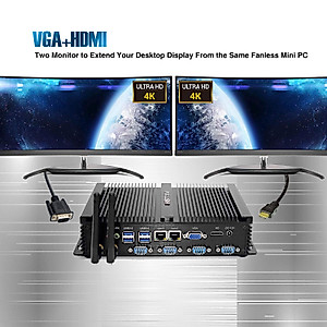 HISTTON Mini PC Windows 10 Pro, Fanless Mini Industrial Computer, Core i5-3317U Processor 8GB RAM 256GB SSD, Wi-Fi/Gigabit Ethernet/VGA&HDMI, 4K Dual Output, Mini Desktop Computer