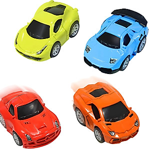 Kidzlane Diecast Metal Pullback Cars | Friction-Powered Toy Cars for Kids | 4 Pack Mini Car Set | Ages 3 and Older! Toddler Toys | Die Cast Metal Toy Cars