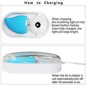 BESUNTEK 360°Ultrasonic Electric Toothbrush Sonic Toothbrush for Adults,Waterproof Washable and Reusable Sonic Automatic Toothbrush with U-Shaped Silicone Toothbrush Head (Blue)