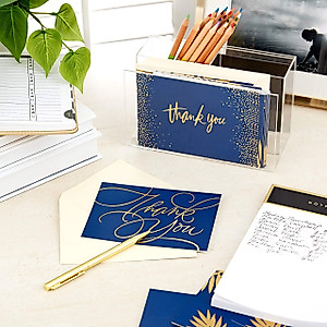 Hallmark Thank You Cards Assortment, Gold and Navy (120 Thank You Notes with Envelopes for Wedding, Bridal Shower, Baby Shower, Business, Graduation)