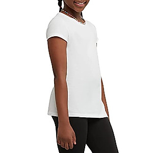 Hanes Little Girls' Jersey Cotton Tee (Pack of 2), White, Medium