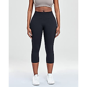 CFR Womens High Waist Leggings Workout Butt Lifting Capris Leggings Booty Scrunch Butt Cropped Yoga Pants #0 Black M