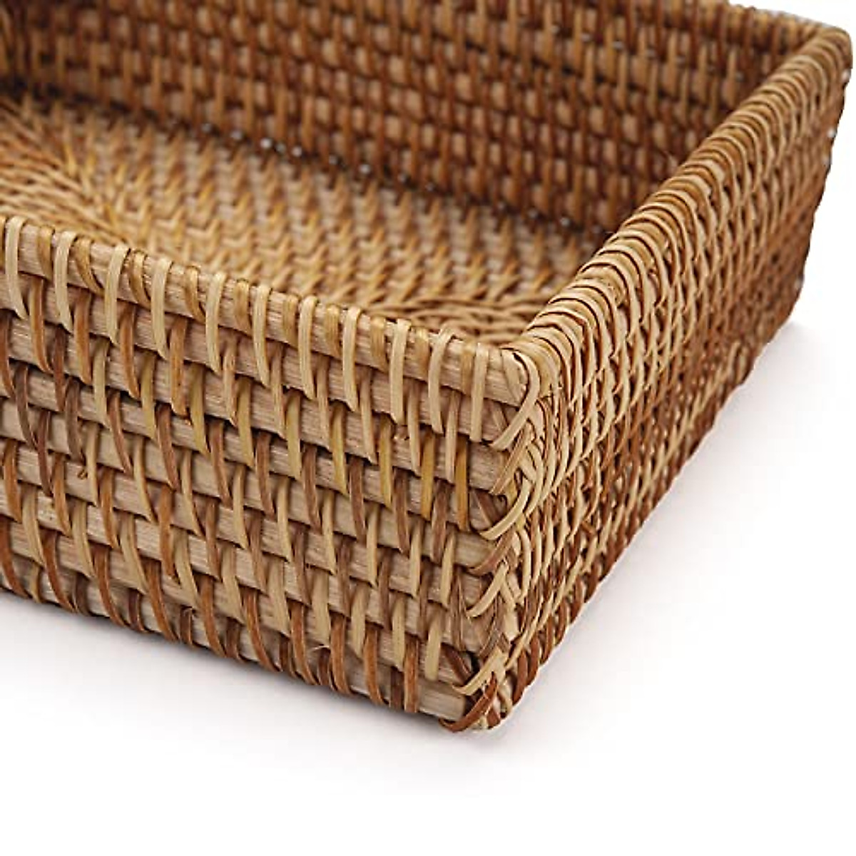 Rattan Napkin Holder Square, 7.5" x 7.5" x 2.5", Wicker Napkin Tray, Woven Guest Towel Holder for Restaurant/Kitchen/Bathroom