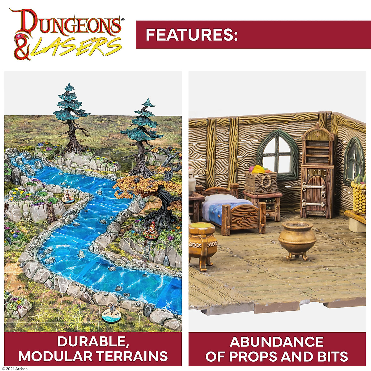 Dungeons & Lasers Fantasy Customization Bits for DND Terrain - 70 Pieces of D&D Accessories and Props for 5E Tabletop RPG Games - Unpainted, Unassembled - for Ages 14 Years and up