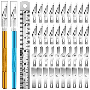 DIYSELF Exacto Knife Upgrade Precision Carving Craft Knife Hobby Knife Kit 40 Spare Knife Blades for Art, Scrapbooking, Stencil