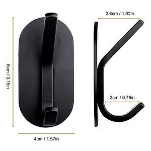 Self Adhesive Hooks for Wall, 4 Pack Wall Hooks for Hanging Coat Door Hook Towel Racks for Bathroom Stainless Steel Shower Heavy Duty Robe Hook for Towel, Coat, Robe, Cloth, Hat (Black)