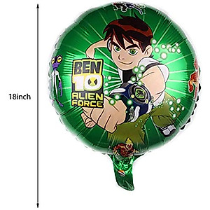 Ben 10 Happy Birthday Banner Ben 10 Foil Balloons and Latex Balloons for Kids Birthday Party Decorations