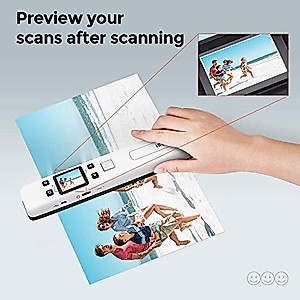 MUNBYN Portable Scanner, Photo Scanner for Documents Pictures Texts in 1050DPI, Flat Scanning, Included 16GB SD Card, Photo Scanner Uploads Images to Computer Via USB or Built-in Wi-Fi, No Driver