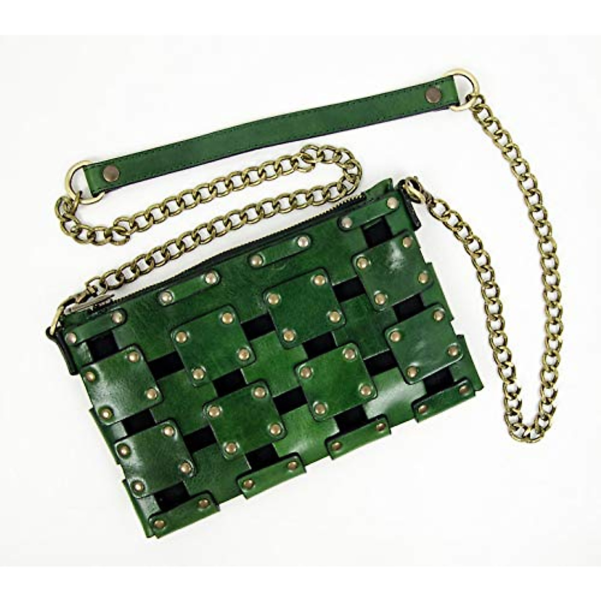 Time Resistance Leather Clutch Purse Women's Wrist Bag Shoulder Bag Handbag Green