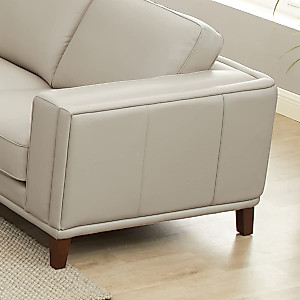 Hydeline Lyon Top Grain Leather Sofa Couch, 89", Vanilla, Feather Down, Memory Foam and Springs Seating