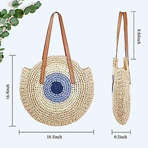 Straw Bag Round Summer Large Woven Beach Bag Purse Handle Shoulder Bag for Women Vacation Tote Handbags