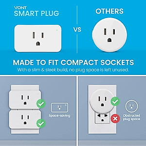 Vont Smart Plug [2 Pack] Alexa Smart Plugs, WiFi + Bluetooth, Google Assistant & IFTTT, Voice Command, Timer & Schedules, Control Anywhere, Vacation Mode, ETL & FCC Certified, No Hub Required